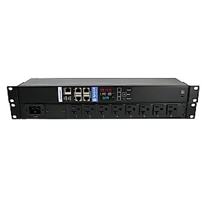 Synaccess SP-1001D SynLink Monitored 1U PDU (Non-SWITCHABLE OUTLETS) 120V/20A, 8 Outlets NEMA5-20R - 1% Accurate Energy Meter KWH (8) - Access Via Web App, SSH, Serial, HTTP(S) API