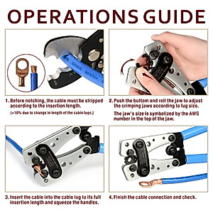 iCrimp Cable Lug Crimping Tool for Heavy Duty Wire Lugs, Battery Terminal, Copper Lugs AWG 8-1/0