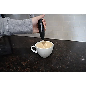 DeepSeaFit Hand Blender & Mixer for Pre-Workout, Protein, Formula, Powder Supplements, Coffee Art, Mixer Stick, Hand Mixer Electric, Milk Frother Batteries Included, Veteran Owned & Operated (Black)