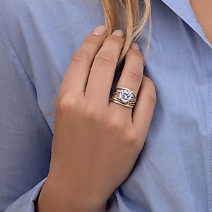 JEAN RACHEL JEWELRY 925 Sterling Silver Ring With A White Round Cubic Zirconia CZ Prong, Hypoallergenic, Nickel and Lead-free, Artisan Handcrafted Designer collection, Made In Israel