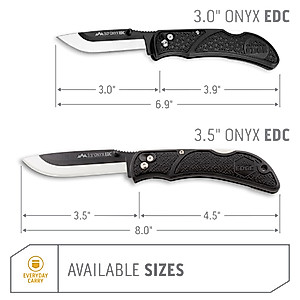 OUTDOOR EDGE 3.0" Onyx EDC - Replaceable Blade Folding Pocket Knife with Dual Thumb Opener and Pocket Clip with 3 Blades