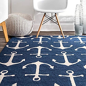 nuLOOM Despina Hand Hooked Indoor/Outdoor Accent Rug, 2' x 4', Navy