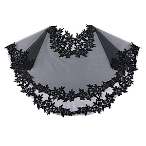CHIC DIARY Lace Wedding Shawl Wrap for Women Evening Cape Bridal Shoulder Covers UP Scarf for Dress Prom Party (Black)