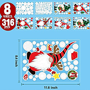 Funnlot Christmas Window Clings Christmas Window Clings 316PCS Christmas Window Stickers Christmas Window Decals 8 Sheets Christmas Window Decorations Window Clings for Glass Windows