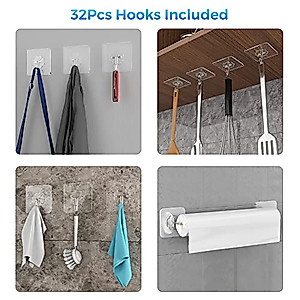 FESODR Toilet Brush with Holder (32Pcs Hooks Included), Silicone Brush Head Easily Clean Dead Corners, White