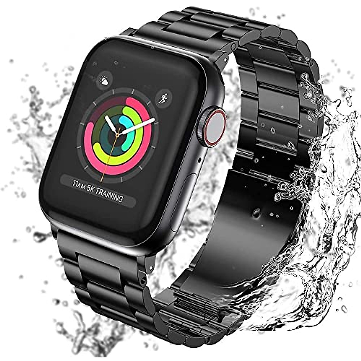EPULY Compatible with Apple Watch Band 49mm 45mm 44mm 42mm 41mm 40mm 38mm, Business Stainless Steel Metal Watchband for iWatch Strap Ultra SE Series 8 7 6 5 4 3 2 1 Men & Women (Black, 49mm 45mm 44mm 42mm)