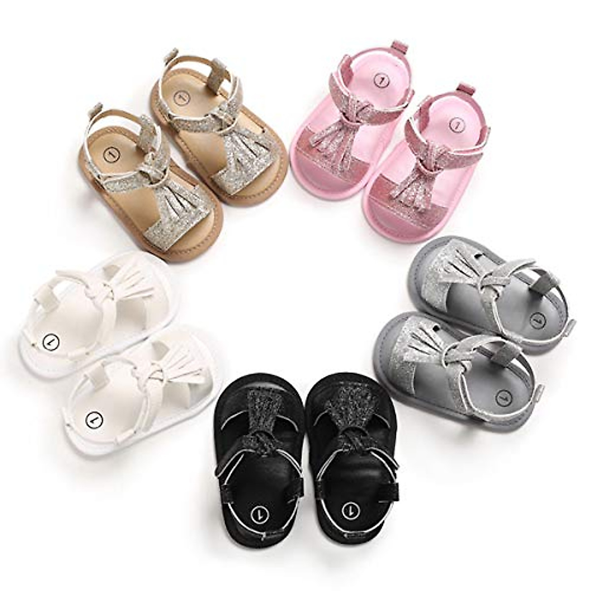 myppgg Baby Girls Summer Tassel Sandals Infant Soft Sole Sparkly Slippers Princess Dress Toddler First Walkers Shoes Gold, 12-18 Months Infant