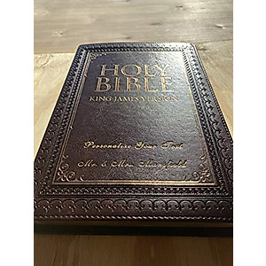 Personalized Bible with Custom Text KJV Thinline Large Print Bible Dark Brown LuxLeather Indexed King James Version Custom Made Gift for Baptism Christenings Birthdays Celebrations