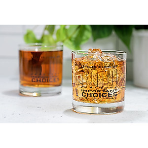 JEM GLASS Life is Full of Important Choices - Golf Whiskey Glasses - Set of 2 - Dishwasher Safe Print - Funny Golf Presents for Men, Women, Dad, Mom, Husband, Wife, Him, and Her