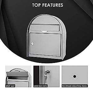 Barska Wall Mount Multi-Purpose Locking Mail Suggestion Drop Box with Key Lock for Home Office Classroom
