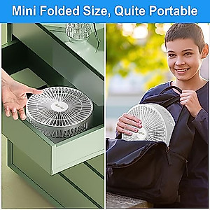 Ledeak Standing Fan with Portable Solar Panel, 8" Telescopic Foldable Desk Fan, Rechargeable Battery Operated Pedestal Fans 3 Speeds Quiet Height Adjustable USB Floor Fan for Bedroom Home Travel
