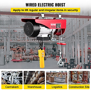 VEVOR Electric Hoist Lift 1320LBS 600KG Overhead Electric Hoist 110V Electric Wire Hoist Remote Control Garage Auto Shop Overhead Lift