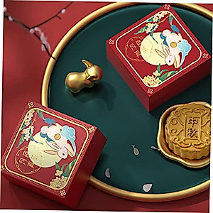 HEMOTON 1 Set Moon Cake Box Mini Paper Cups Cookie Containers Mini Cake Boxes Paper Cupcake Container Ornament Container Mooncake Packaging Box Festival Gift Holder Pastries Holder Box