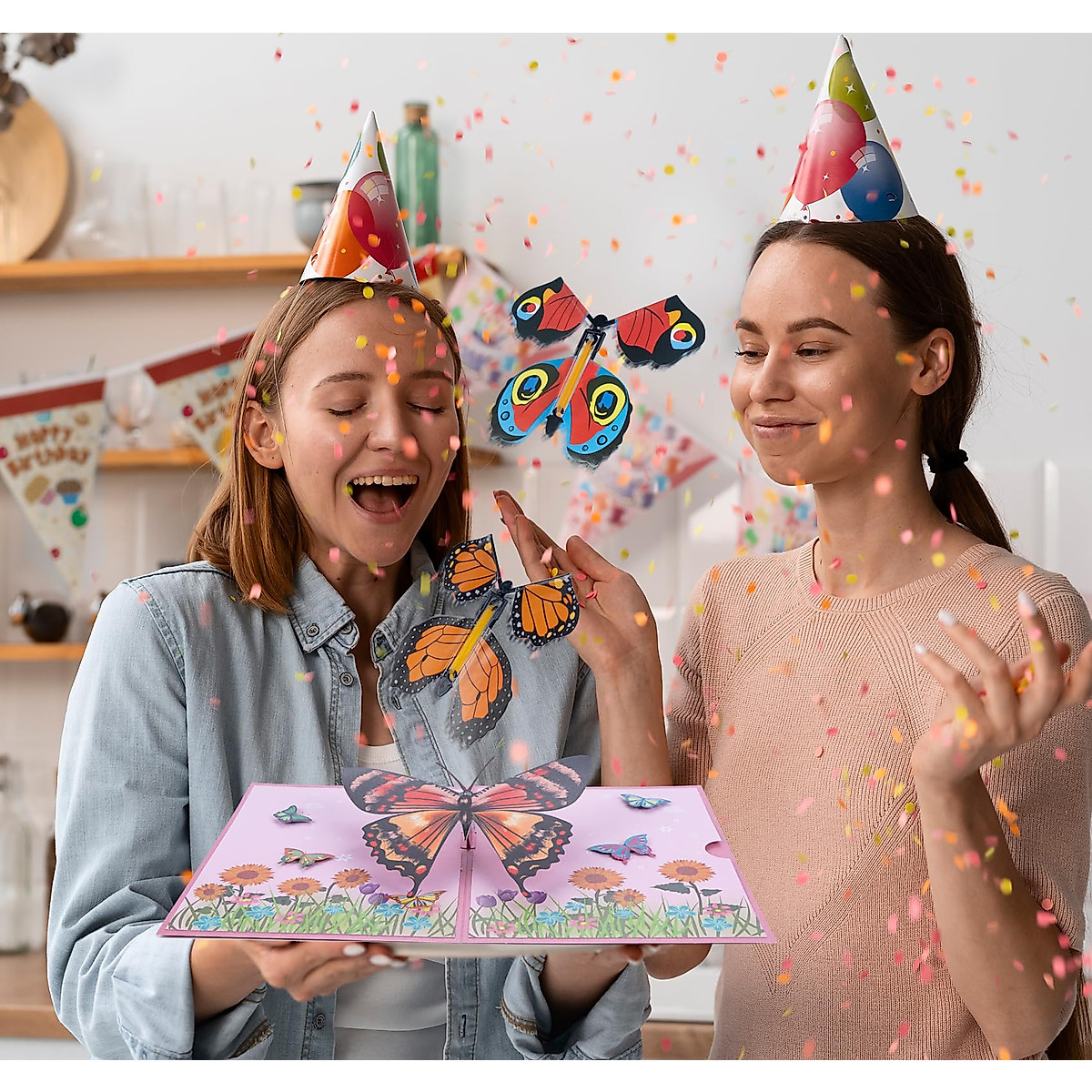 ilauke Pop Up Cards, 3D Butterfly Pop Up Cards, Greeting Cards with Magic Flying Butterfly&Envelopes, for Mothers Fathers Teachers Day Birthday Valentine's Anniversary Thank You Day