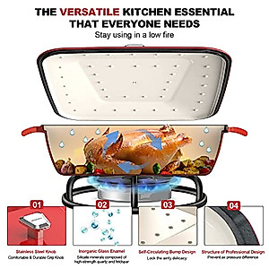 Dutch Oven, imarku 3.5 Quart Braiser Pan Nonstick Heavy Duty Enameled Cast Iron Dutch Oven Pot, Oven Safe Up To 550°F, Enamel Coating, Nonstick Easy to Clean