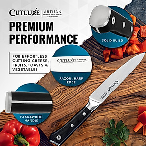 Cutluxe Utility Knife – 5.5" Paring Kitchen Knife – Forged High Carbon German Steel – Full Tang & Razor Sharp – Ergonomic Handle Design – Artisan Series