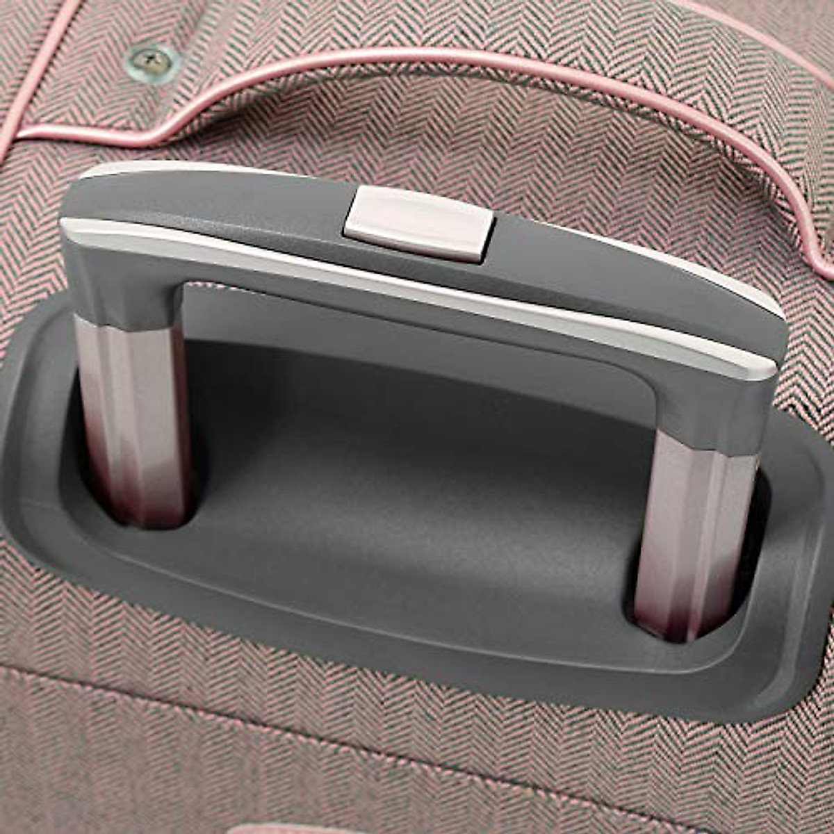 LONDON FOG Newcastle Softside Expandable Spinner Luggage, Rose Charcoal Herringbone, Checked-Medium 24-Inch