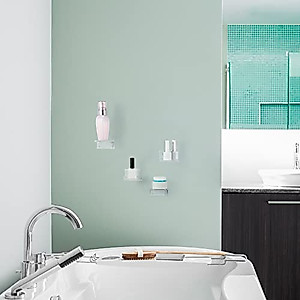 Yulejo Acrylic Floating Shelves Set Acrylic Small Wall Shelf Wall Mounted Shelf Bathroom Wall Drilling Organizer Adhesive Display Shelf for Bedroom Gaming Room Living Room Office (6 Pack,3 x 3 Inch)