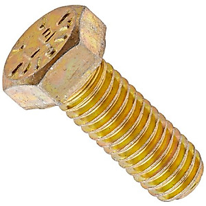 Steel Hex Bolt, Grade 8, Zinc Yellow-Chromate Plated Finish, Hex Head, External Hex Drive, Meets ASME B18.2.1/SAE J429, 1-1/4" Length, Fully Threaded, 5/16"-18 Threads (Pack of 50)