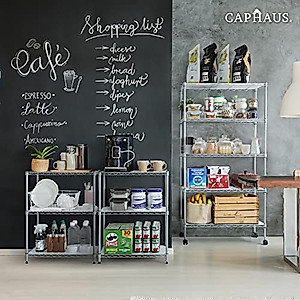 CAPHAUS NSF Silver Grey Adjustable Wire Shelving Unit w/Liner, Metal Steel Storage Shelves, Utility Shelf, Garage Shelving Storage Organizer, Kitchen Storage Shelving, w/Liner, 5-Tier no Wheel