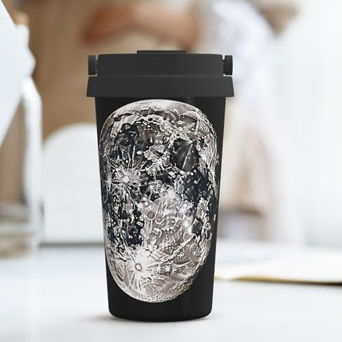 WANGXUEE Night Sky Full Moon Print 500ml Stainless Steel Travel Tumbler Double Wall Vacuum Insulated Coffee Mug