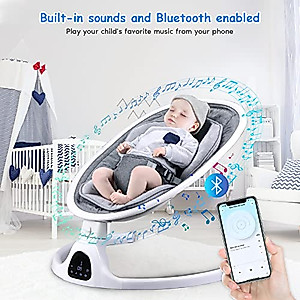 Baby Swings for Infants, Bluetooth Baby Bouncer with Built-in Lullabies and Timer Function, 5 Swing Options Baby Chair for Newborn Infants to Toddler 0-9 Months, 5-20 lbs