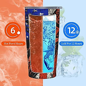 VKKOEWL Vintage American Motorcycle Flag Dirt Bike Rider Motocross Stainless Steel Insulated Tumbler 20 Oz Travel Water Bottle Coffee Mug Drink Cup With Lid Straw