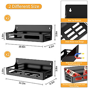 SAKFEP Magnetic Spice Rack for Refrigerator, 4 Pack Premium Plastic Spice Rack Organizer,Magnetic Fridge Shelf Seasoning Rack,Perfect Kitchen Organization and Storage (Black)