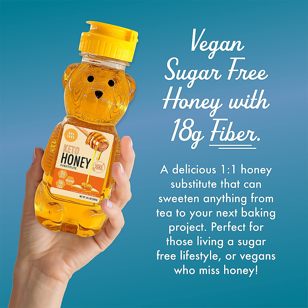 ChocZero Sugar Free Honey - Natural honey equivalent, same sweetness and consistency as raw honey, Keto friendly, vegan (1 Jar, 10.5oz)