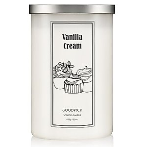 Goodpick Vanilla Scented Candle 22 oz, Decorative Candles for Home Fragrance, Gifts for Women, Christmas Gift, Birthday, Friendship Gifts, Aromatherapy Candle, 2 Wicks Large Candle Jar, Soy Candles