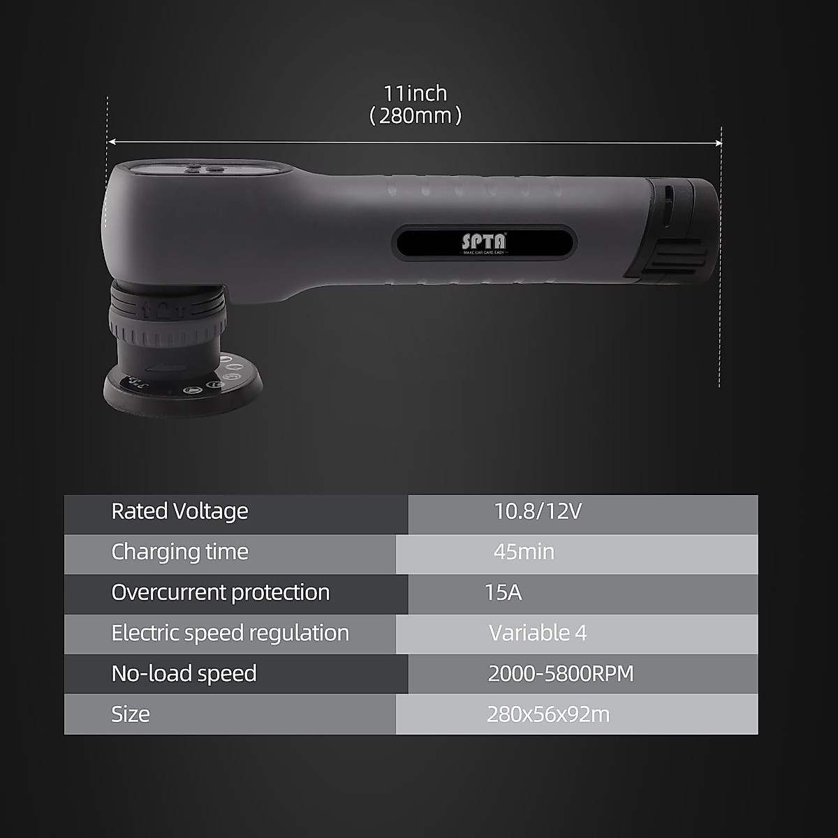 Cordless Mini Polisher, SPTA 12V Cordless Polisher for Detailed Polishing, Cordless Car Buffer Polisher, RO&DA Buffer Polisher with Mini Polishing Pads and Wool Pads for Polishing, Sanding, Cleaning