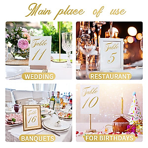 Generic Wedding Table Numbers 1-20| Gold Table Numbers for Party, Centerpiece, Wedding Reception, Birthday, Anniversry - Elegant Seating Chart Display Cards for Table Number Holders