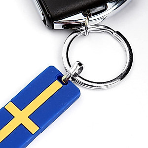 Winluu Swedish Flag Keychain Emblem Badge Luxury Key Ring Keychains For XC40 XC60 XC70 XC80 XC90 V40 S80 S90 C30 C60 Keyring Chain,Swedish Flag Emblem Keychain,Blue Yellow 3.15X0.7in