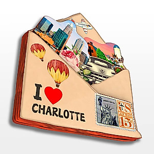 Charlotte North Carolina USA America Fridge Magnet Wooden Collection 3D Wood Handmade Travel City Souvenirs Refrigerator Magnet Home Decoration Gift -67