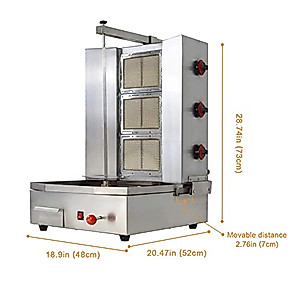 YOOYIST 3 Burners Shawarma Doner Kebab Machine Grill Gyro Automatic Vertical Broiler