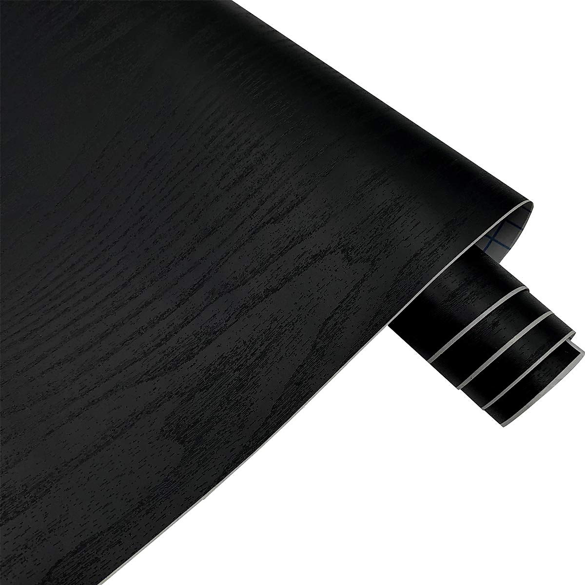 LovingWay 14.7 feet Wallpaper Roll Solid Color Shelf Liner 17.7x177 Inch Black Wood Grain Countertop Protective Paper Refresh Console Table Drawer Chest