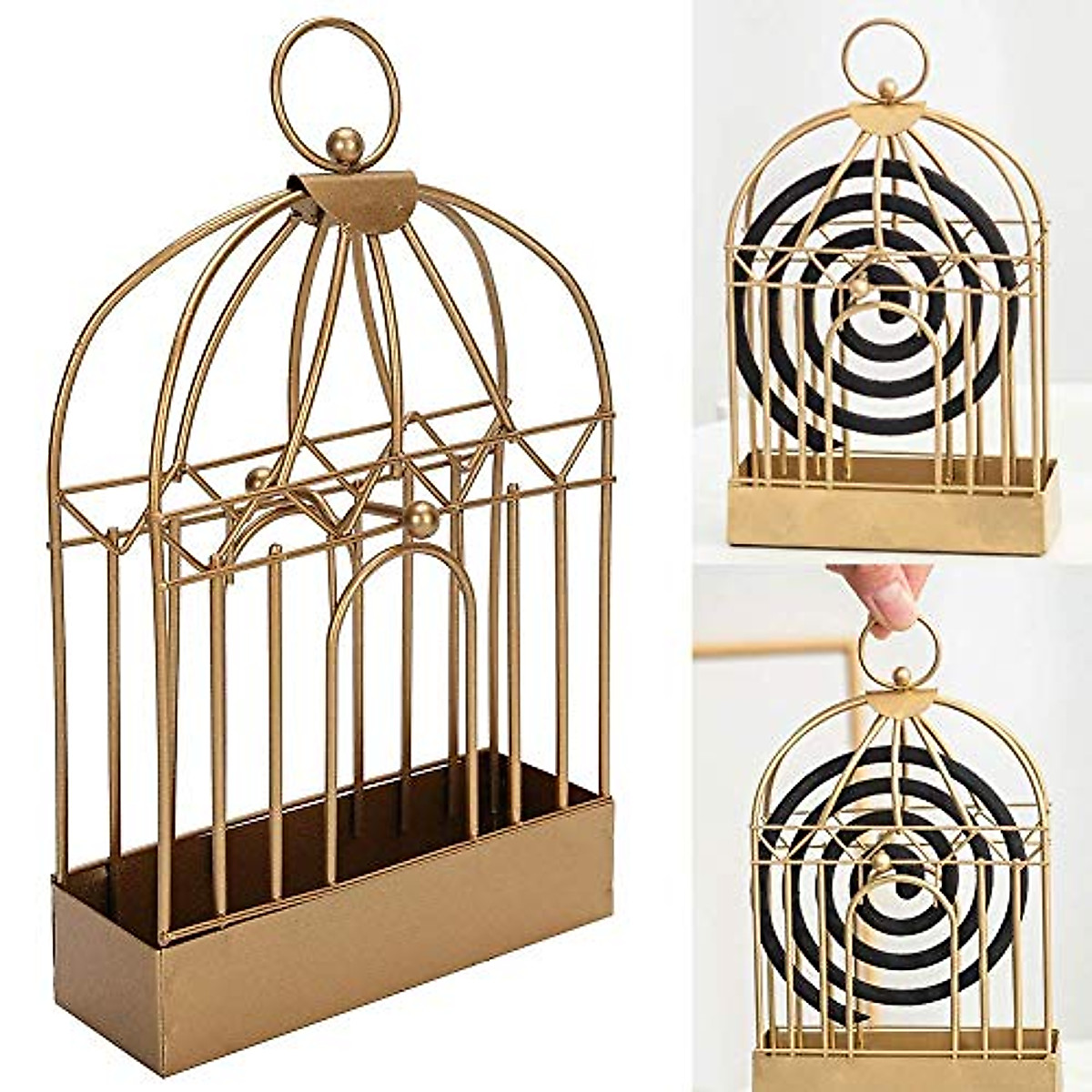 Mosquito Coil Holder, Beautiful Gold Sturdy Mosquito Repellent Coil Holder, Durable Garden for Courtyard