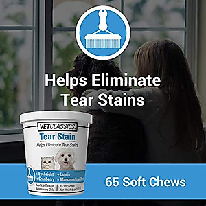 Vet Classics Tear Stain Supplements for Dogs, Cats – Helps to Prevent and Eliminate Tear Stains for Dog, Cat Breeds – Pet Supplement, Pet Immune Support – 65 Soft Chews