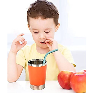 Tegion Reusable Thin Short 6.7" Cute Silicone Bendy Straws for Toddlers&Kids&Baby,6 10 12 oz Wine/Yeti Tumbler, Coffee/Cocktail Mug,Soda Cans,Take n toss Cup/BPA FREE-Small Flexible with Brushes