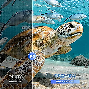 Groview Projector, 1080P Bluetooth Mini Projector with 100” Projector Screen, 9500 LUX Portable Outdoor Movie Projector for Phone, Compatible with VGA/HDMI/USB/SD/Laptop/Fire Stick/PS5