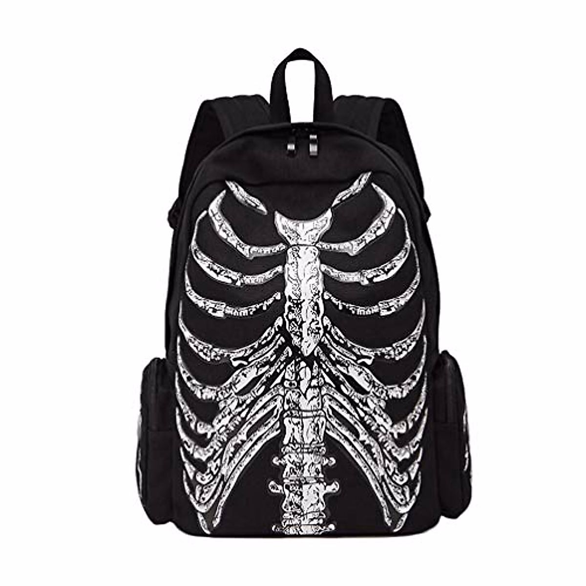 TENDYCOCO Ribcage Skeleton Print Backpacks Halloween Party Favor Bag Canvas Students Shoulder Bag