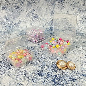 Oarolloy 16 Pieces Small Plastic Containers with Lids 4 Mixed Sizes Clear Empty Storage Boxes for Small Items, Craft Projects