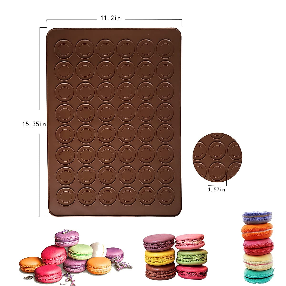 HYCSC 48 Capacity Silicone Baking Mats, Non-Stick Macaron Baking Mats, BPA free Macaron Baking Sheet, Macaron - Pack of 2