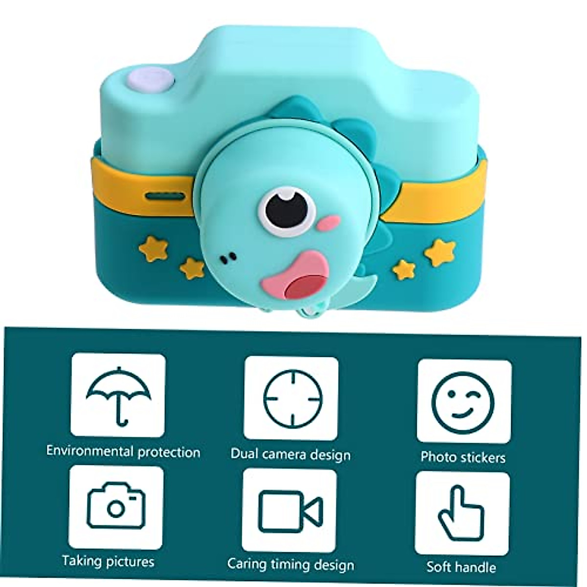 SOLUSTRE Kids Toys for Cartoon Portable Aniaml with Girls Shaped High-Resolution Gift Gifts Sticker Lovely Action W Easter Recorder Boys Camera Green Fox Lanyard Birthday Digital Kids Camera