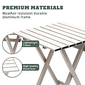 SUNNYFEEL Folding Camping Table - Lightweight Aluminum Portable Picnic Table, 18.5x18.5x24.5 Inch for Cooking, Beach, Hiking, Travel, Fishing, BBQ, Indoor Outdoor Small Foldable Camp Tables