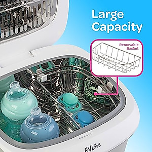EVLA’S Baby Bottle Sanitizer & Dryer, UV Light Sanitizer Box for Baby Feeding Bottles, Pacifiers, Toys for Baby, Sanitizes in Minutes, Touch Screen Control (Gray)