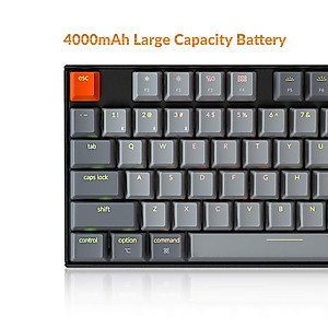 Keychron K8 Hot-swappable Wireless Bluetooth 5.1/Wired USB Mechanical Gaming Keyboard, Tenkeyless 87 Keys Computer Keyboard with Gateron G Pro Blue Switch RGB Backlight N-Key Rollover for Mac Windows