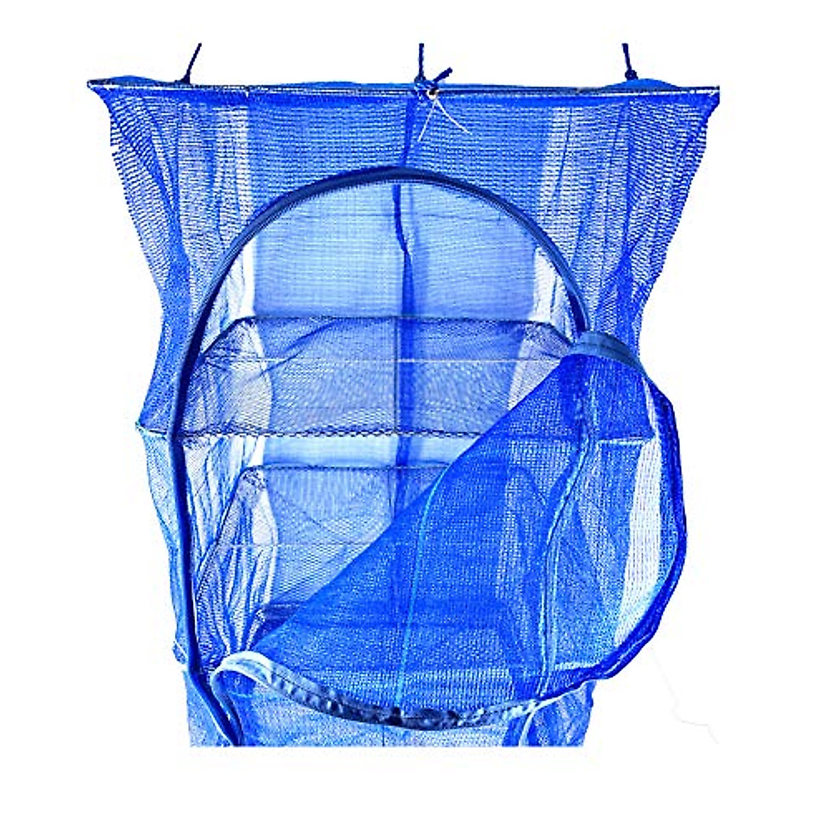 FaFaVila 15.7inch Blue 3 Layer Non-Toxic Nylon Netting Collapsible Mesh Hanging Drying Dry Rack Net Food Dehydrator Receive Storage Carrying Bag (40x40cm/15.7x15.7inch, Blue)
