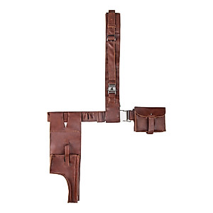 WeizhaonanCos Men Mandalorian Belt with Holster Adjustable Belt Brown Leather Halloween Cosplay Prop (Large)