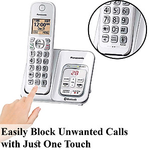 Panasonic KX-TG833SK1 Link2Cell Bluetooth Cordless Phone W/Voice Assist 3 Handsets (Renewed)